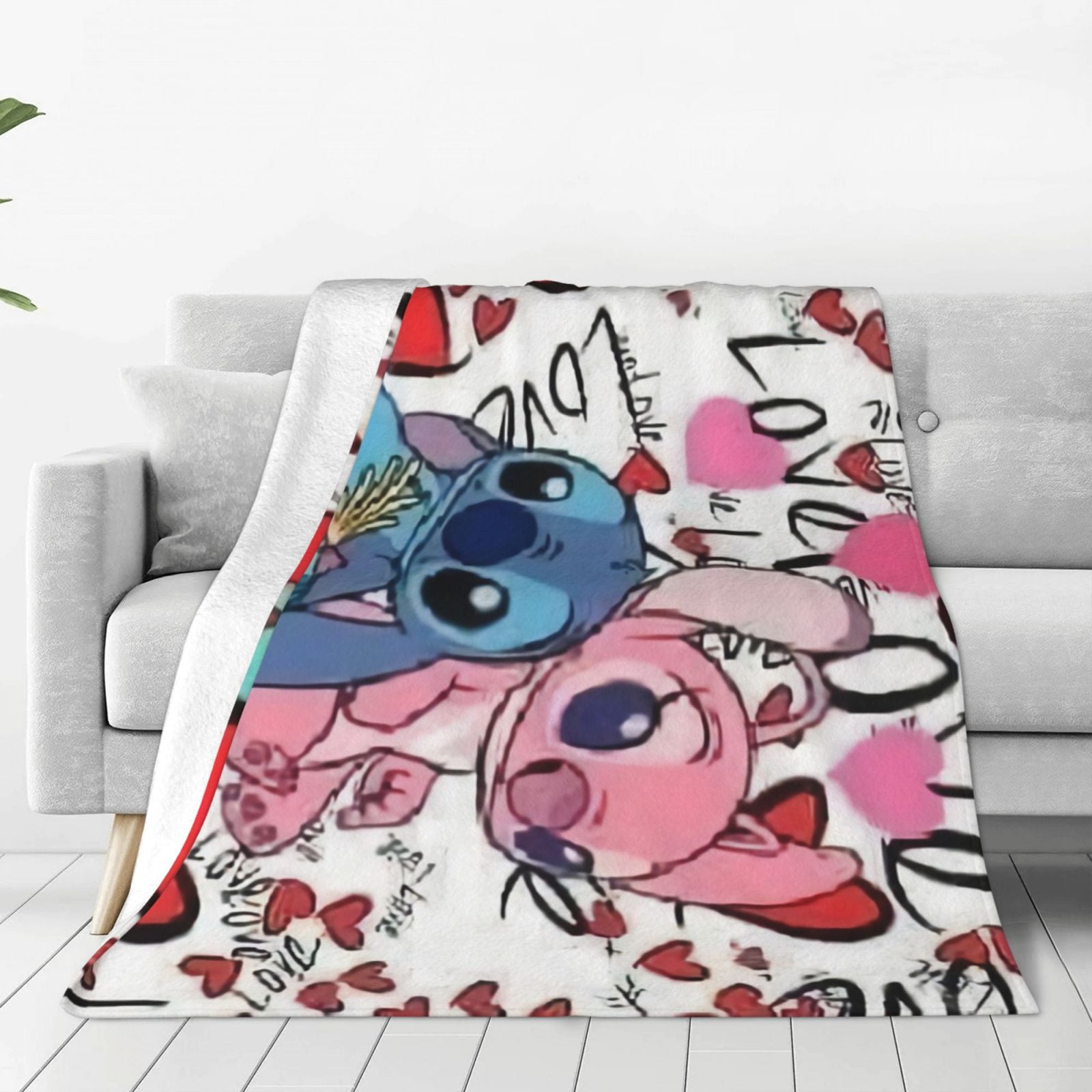 Stitch Love58 Blanket Cartoon Blanket Home Cute Blankets for Sofa Bed ...