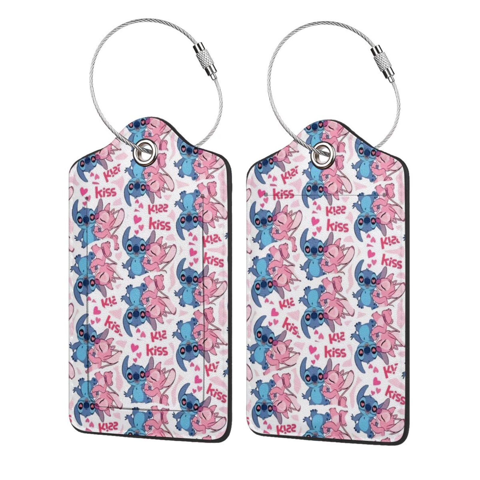 Stitch Luggage Tags PU Leather Travel Accessories Stainless Steel Loop ...