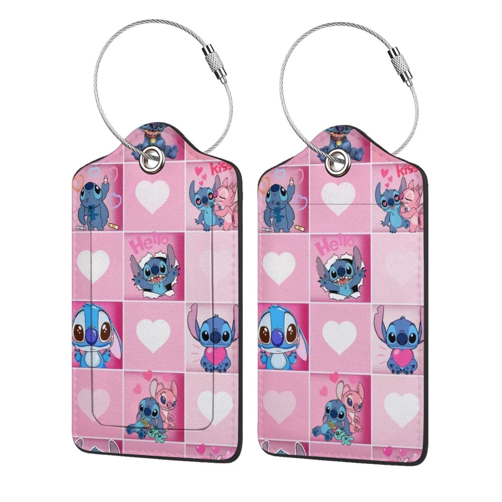 Stitch Luggage Tags PU Leather Travel Accessories Stainless Steel Loop ...