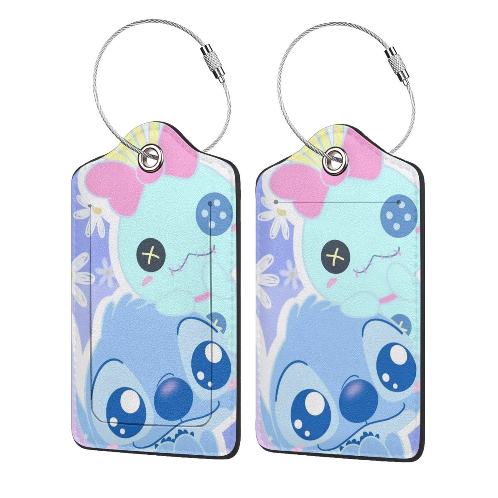 Stitch Luggage Tags PU Leather Travel Accessories Stainless Steel Loop ...