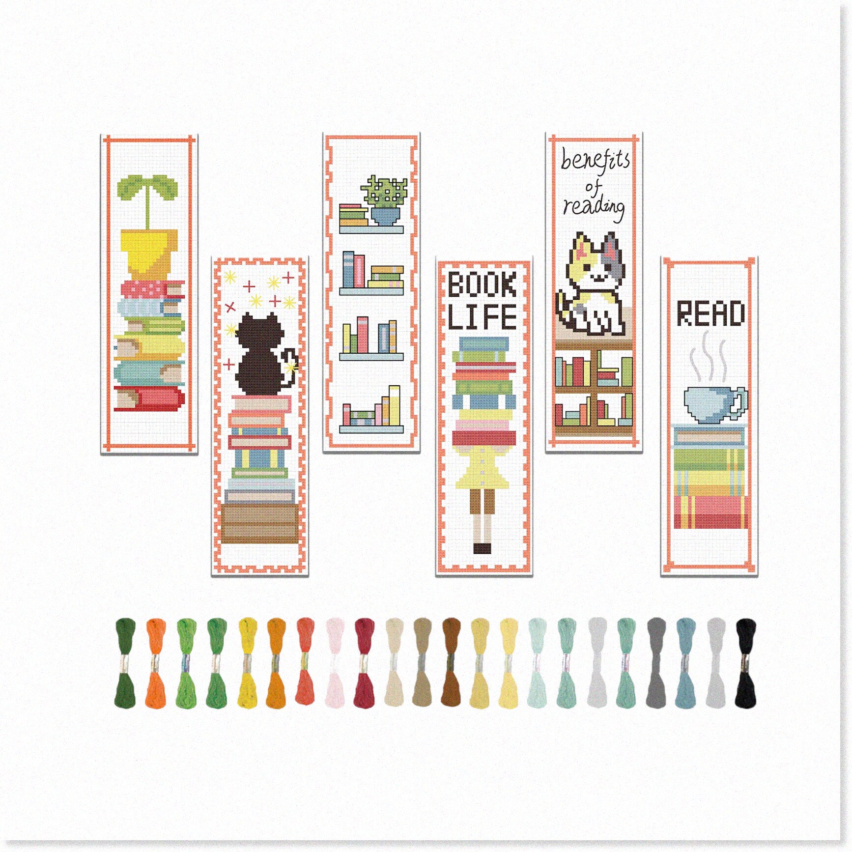 Stitch & Mark: Whimsical 6-Piece Cross Stitch Bookmark Kit - Fun DIY ...