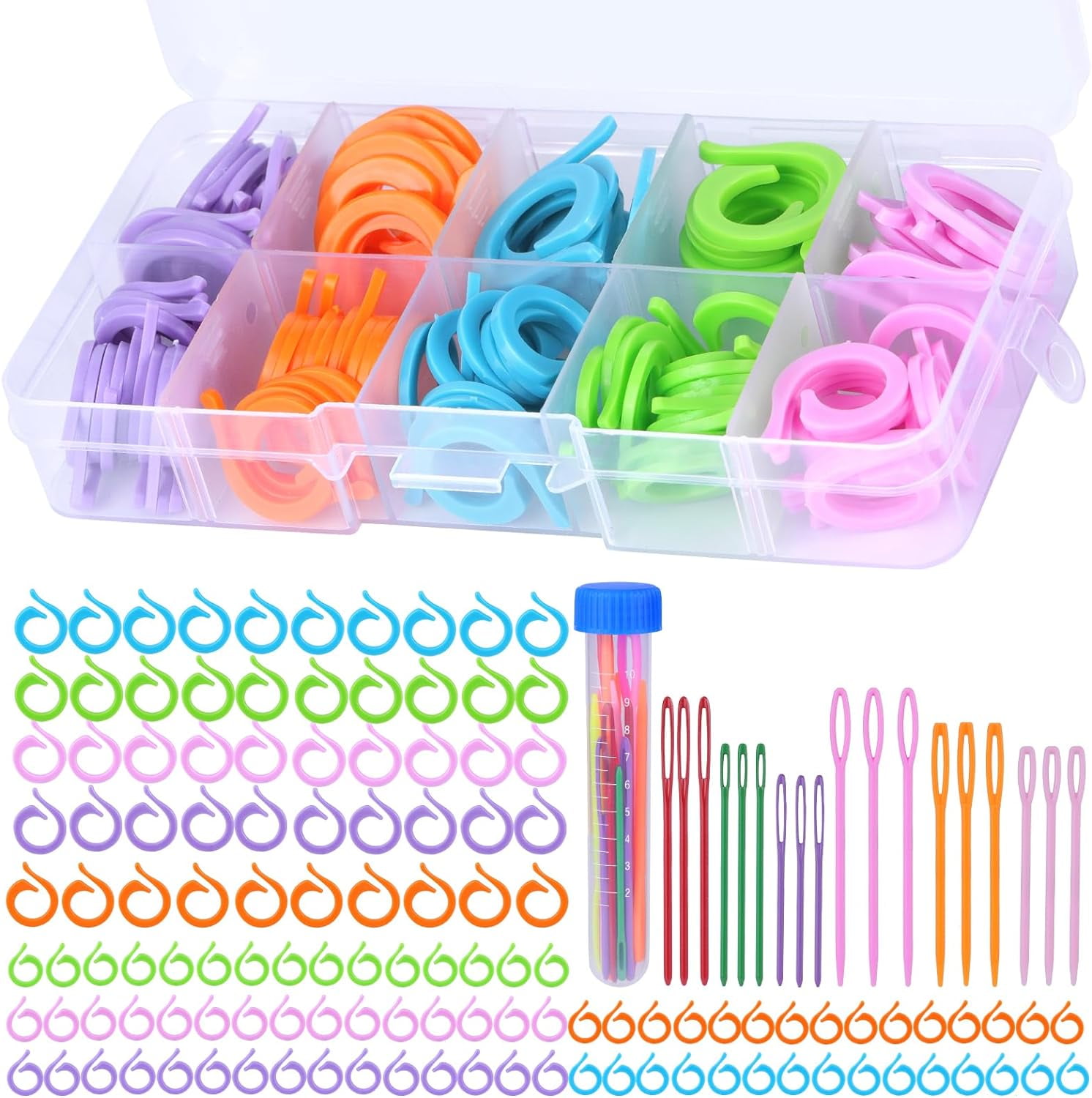 Stitch Markers, 5 Colors/2 Sizes Open Markers for Crocheting & Knitting ...