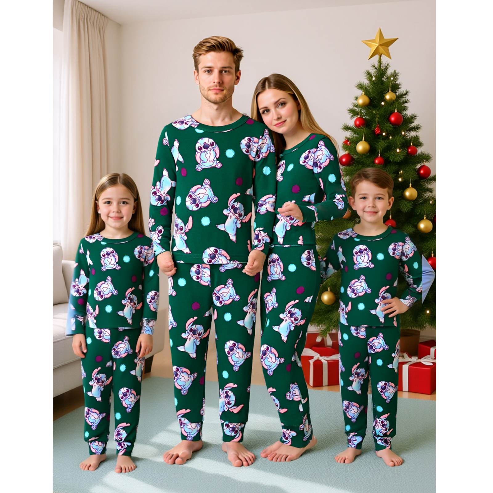 Stitch Matching Family Christmas Pajamas Set,Matching Sibling Outfits ...