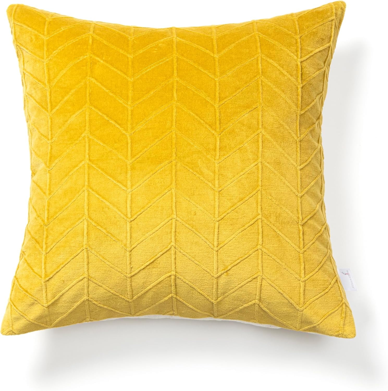 Stitch N String Set of 2 18x18 Cotton Velvet Chevron Striped Pintucks Yellow Contemporary Home ...