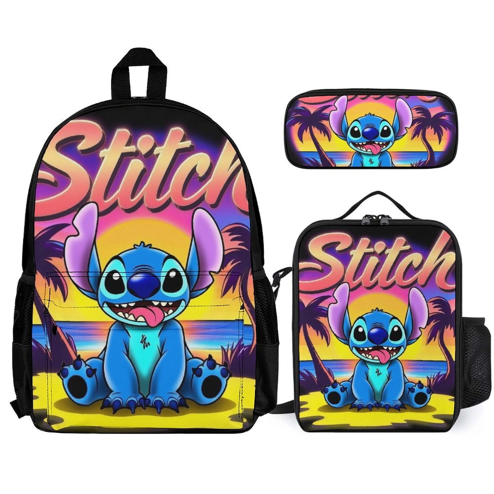 Stitch Neon Beach Vibes Backpack 3pcs/set Backpack For Camping With ...