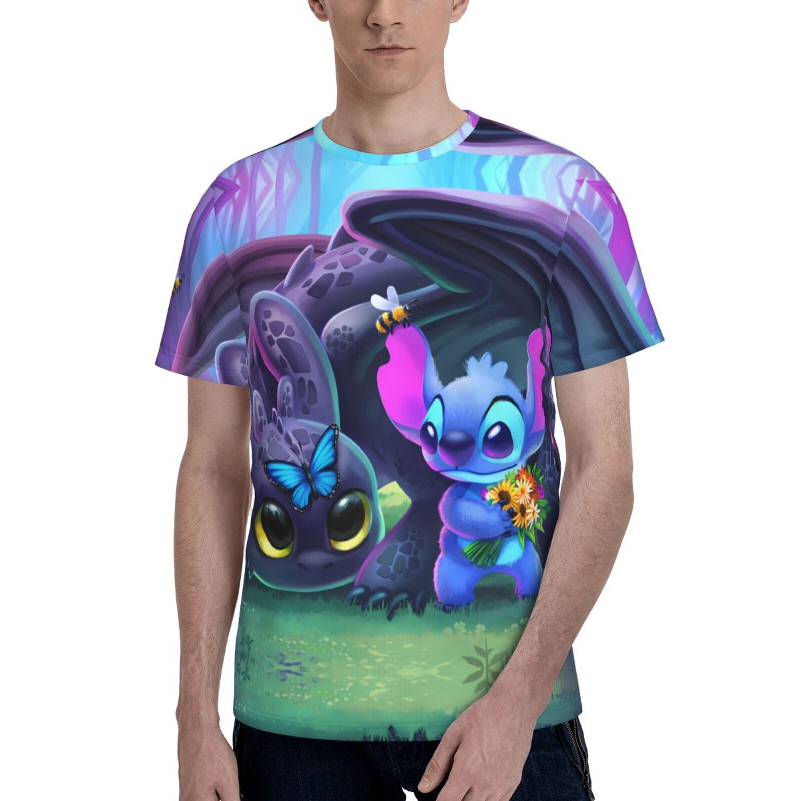 Stitch Night Fury Toothless Dragon Httyd Mens Anime 3D Printed T-Shirt ...