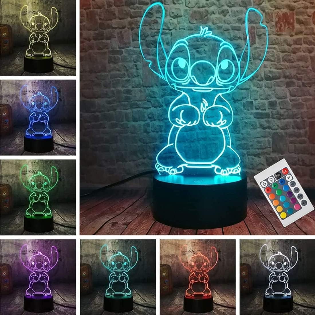 Stitch Night Light, Stitch Gifts - 3D LED Intelligent Remote Control ...