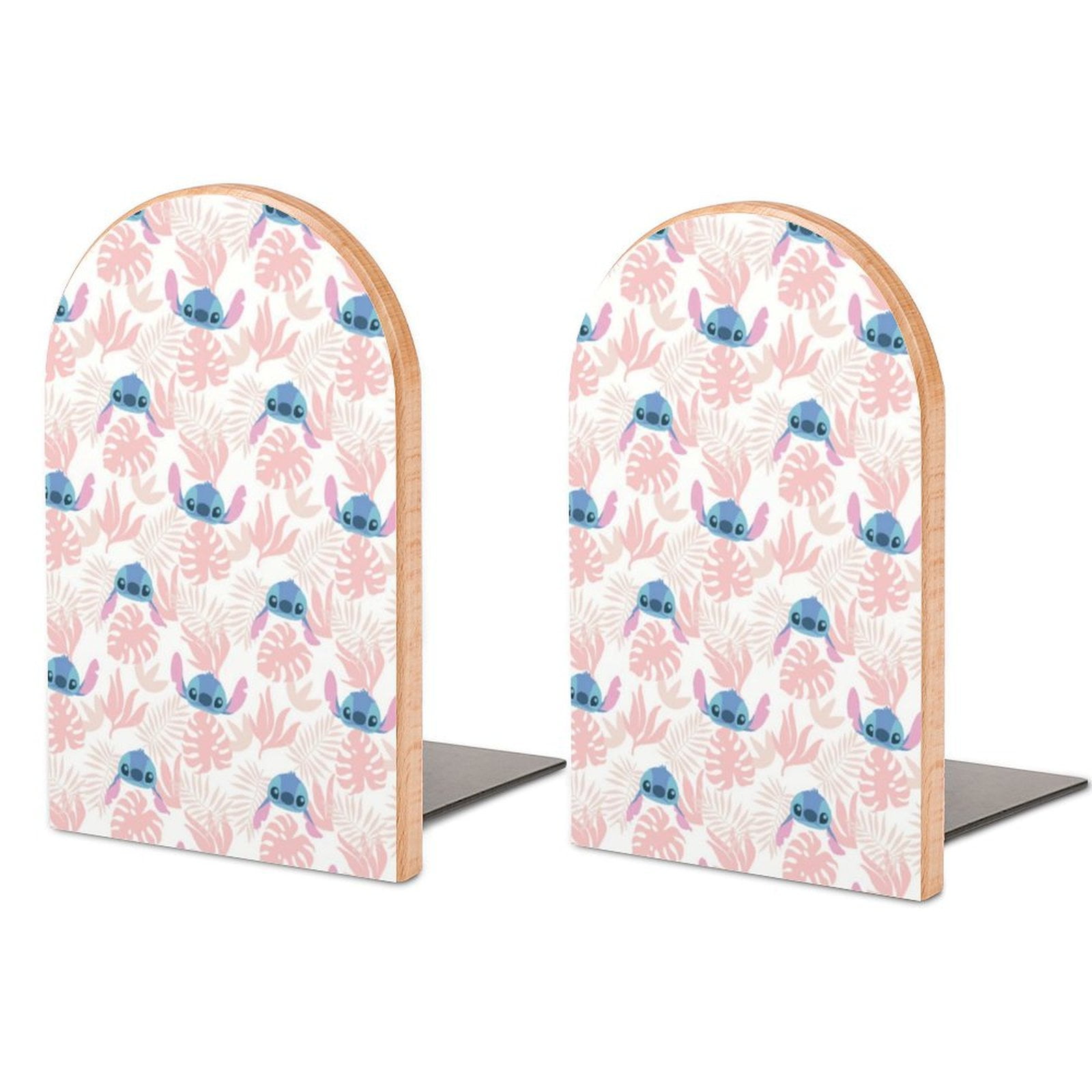 Stitch Ohana Collection 2PCS Wood Bookends for Shelves, Non-Slip Book ...
