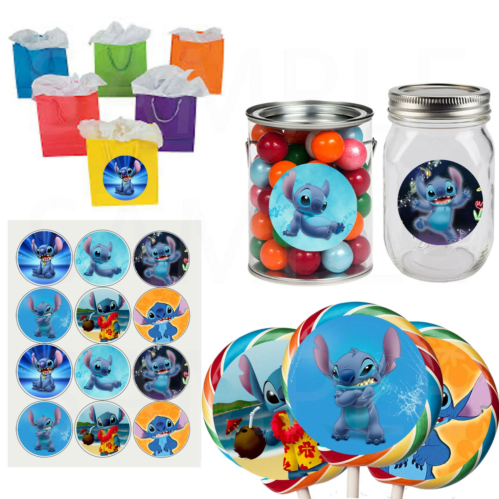 Stitch Only Stickers 2.5" Round Party Favor Labels For Gift Bags/Boxes ...
