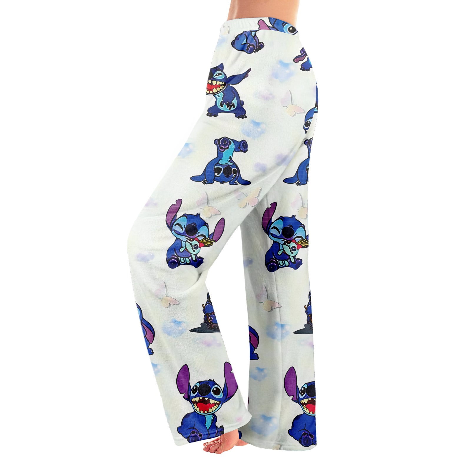 Stitch Pajama Pants Women Stitch Hibiscus Plush Fleece Pants Juniors ...