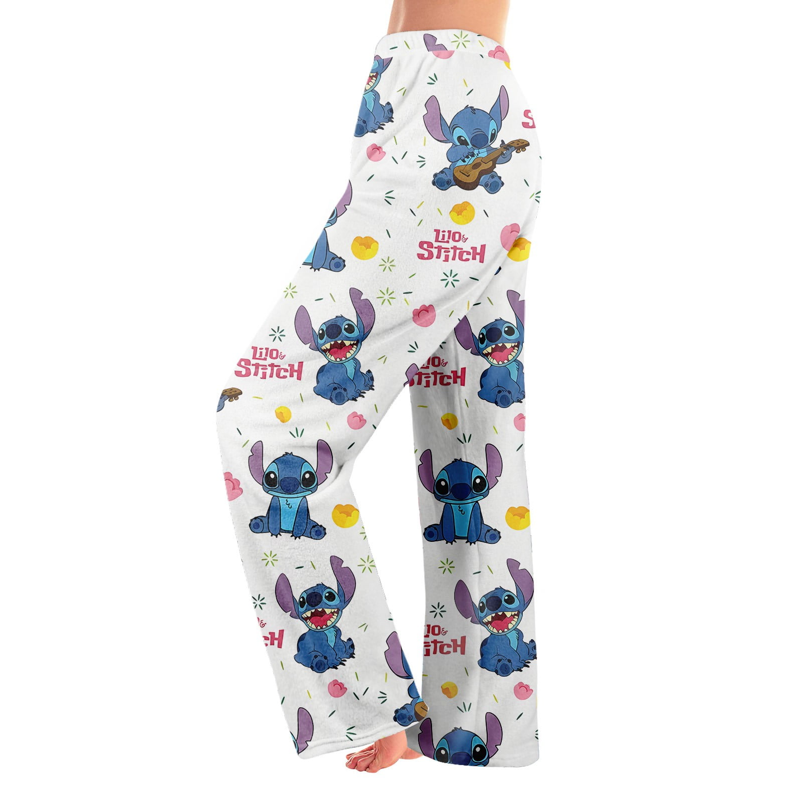 Stitch Pajama Pants Women Stitch Hibiscus Plush Fleece Pants Juniors ...
