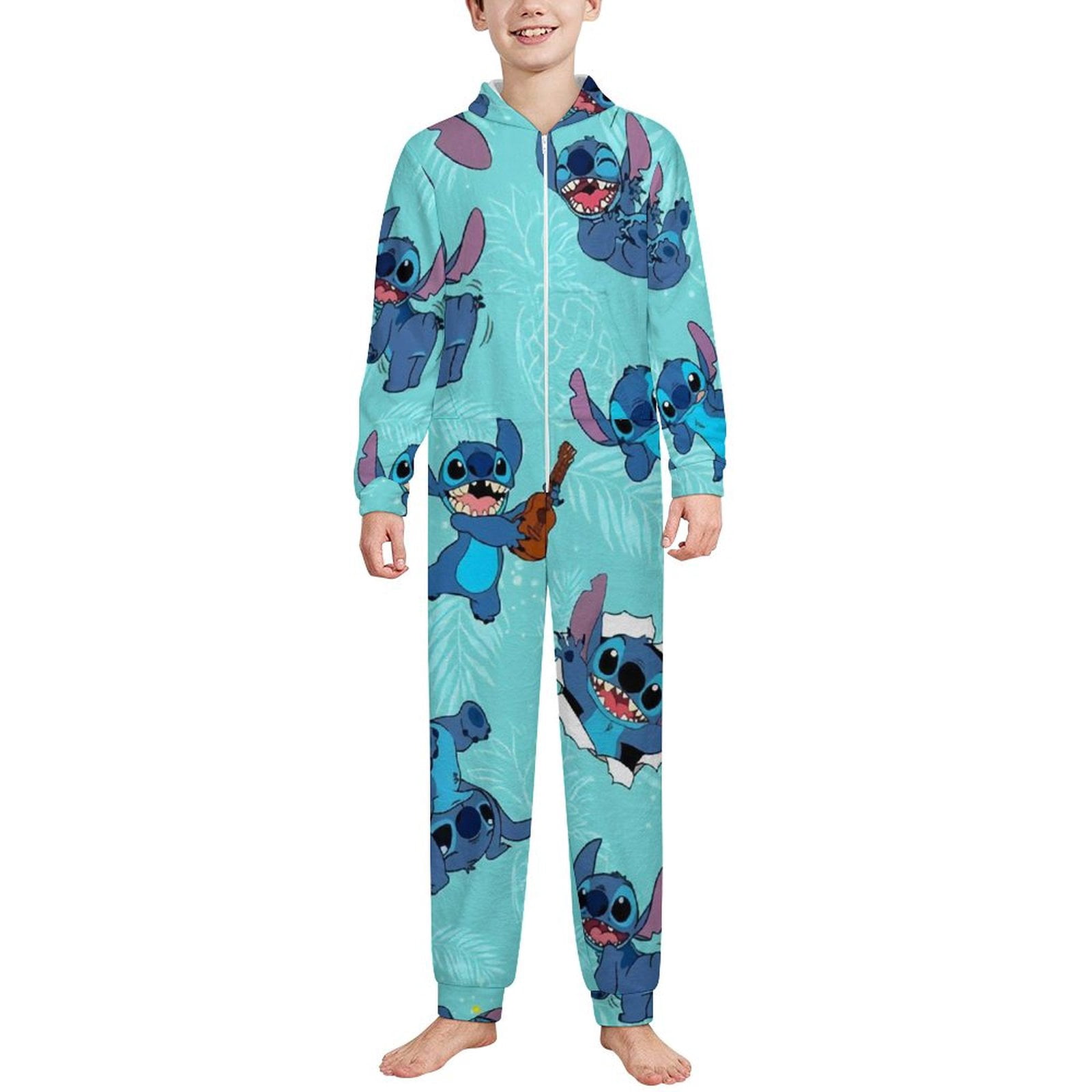 Stitch Pajamas Girls Boys Flannel Onesie Animal One-Piece Loungewear ...