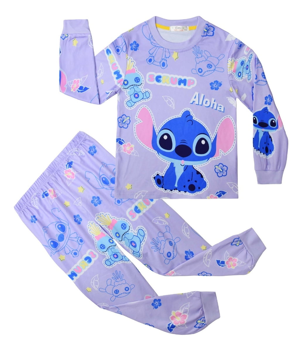Stitch Pajamas Set for Kids Long Sleeves Nightwear Girls Boys PJs Tops ...