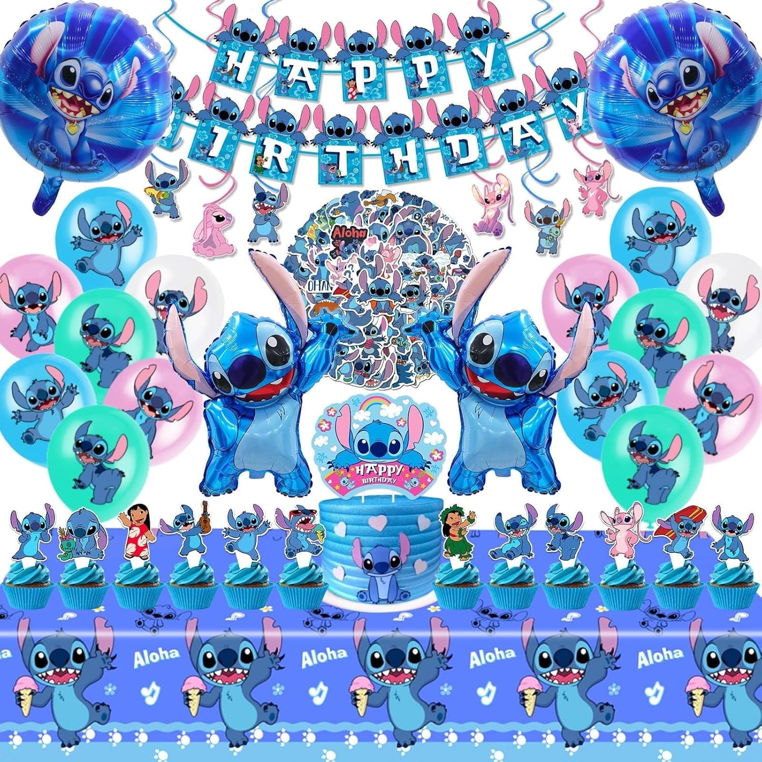 Stitch Party Supplies, 103PCS Birthday Decorations Set Include Banner, Balloons, Stickers ...