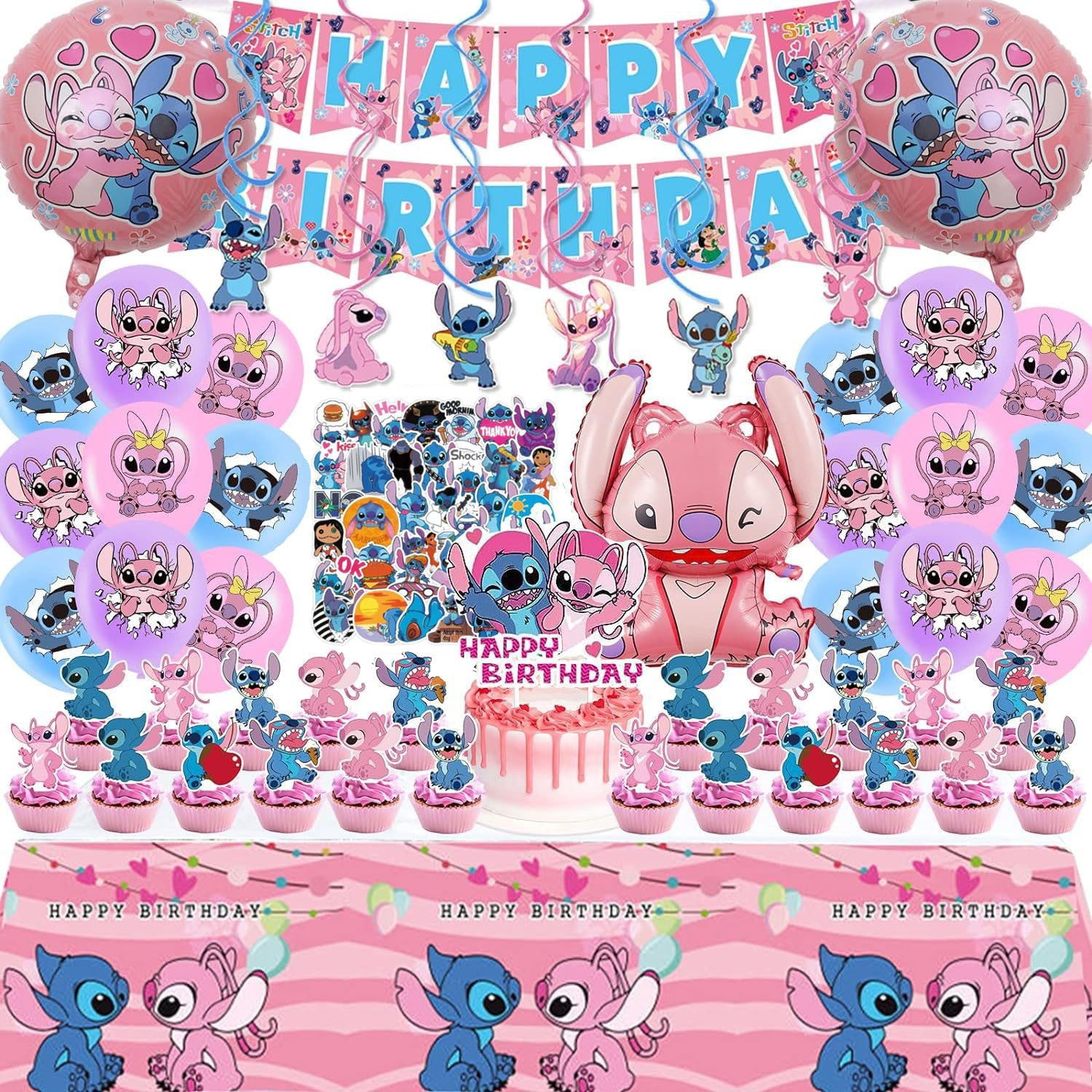 Stitch Party Supplies, 121PCS Birthday Decorations Set Include Banner ...