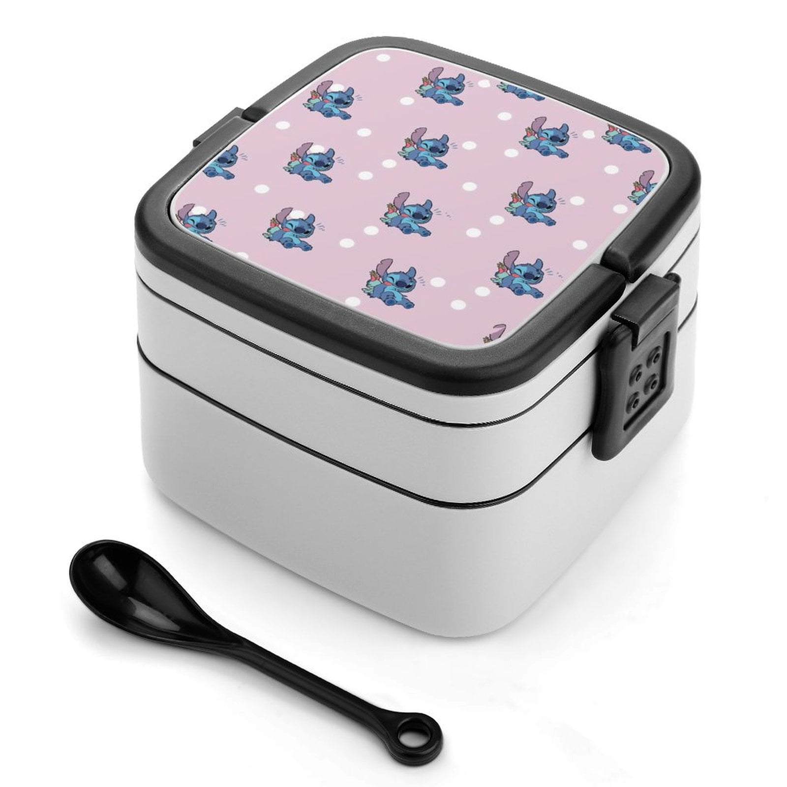 Stitch Pink Polka Dot Reusable Bento Boxes Lunch Box Double Layer ...
