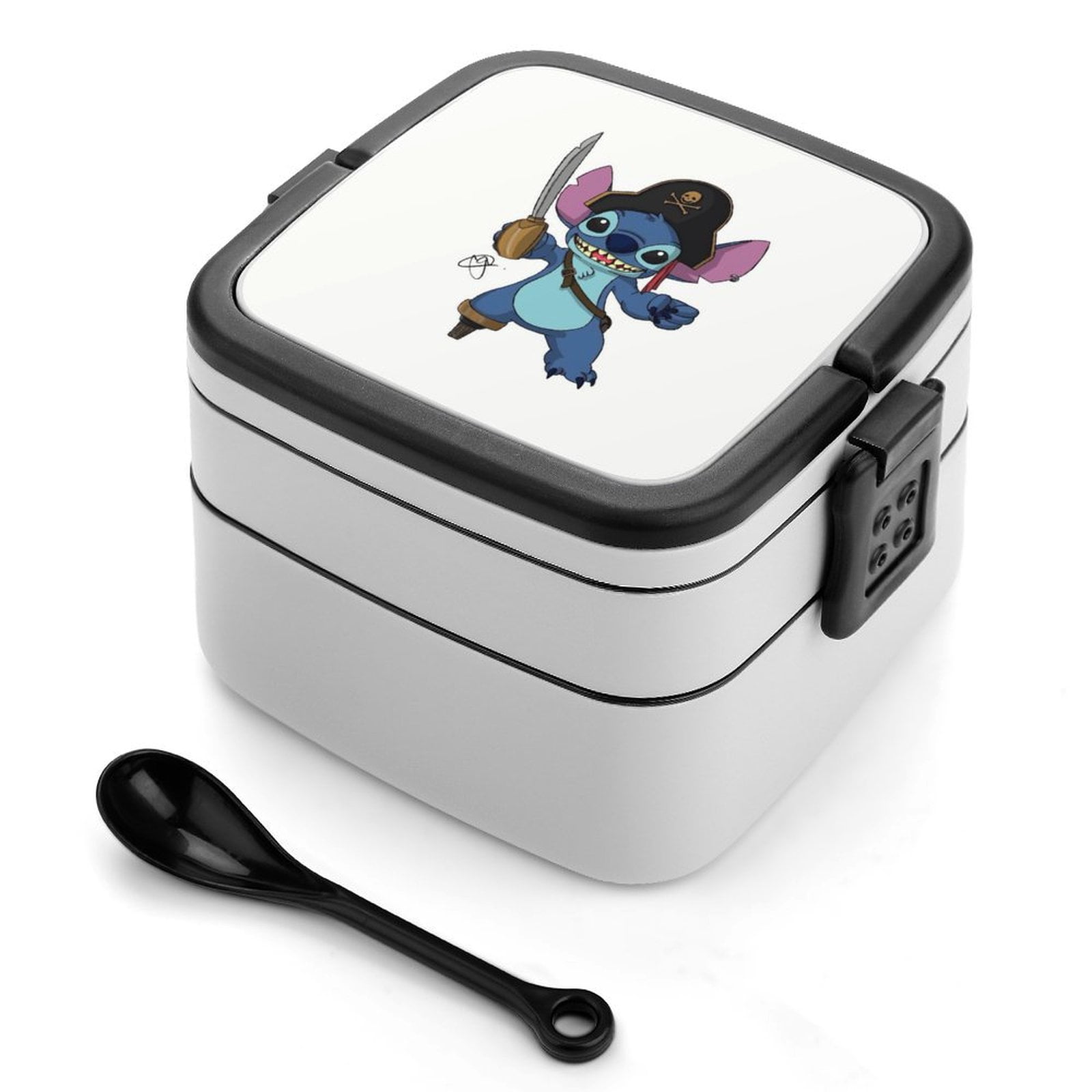 Stitch Pirate Lunch Boxes 1000 ML Double Layer Bento Box with Utensils ...