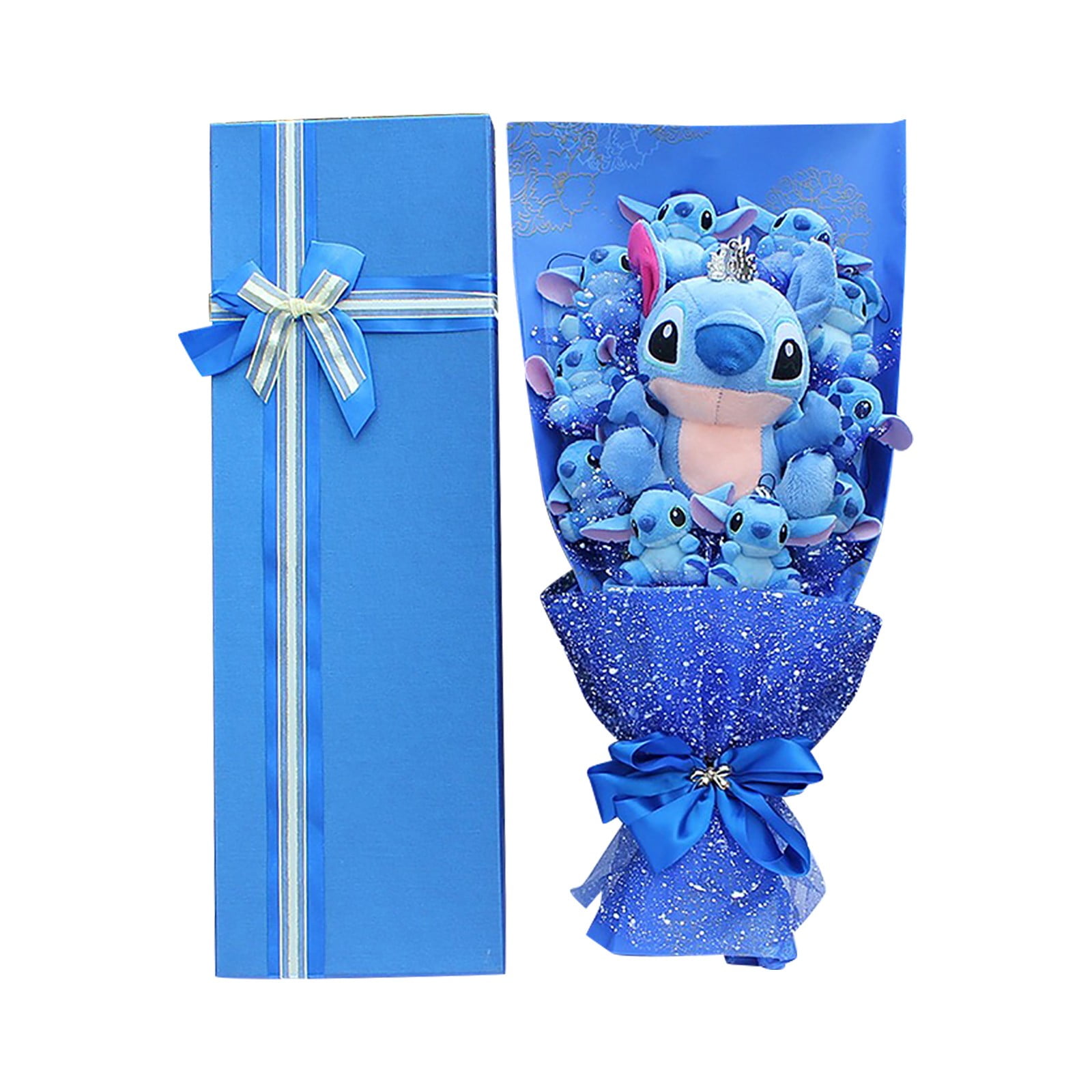 Stitch Plush Doll Bouquet,9.8X4.7X22.87" - Stitch with Crown,Stitch Graduation Gift,Stitch ...