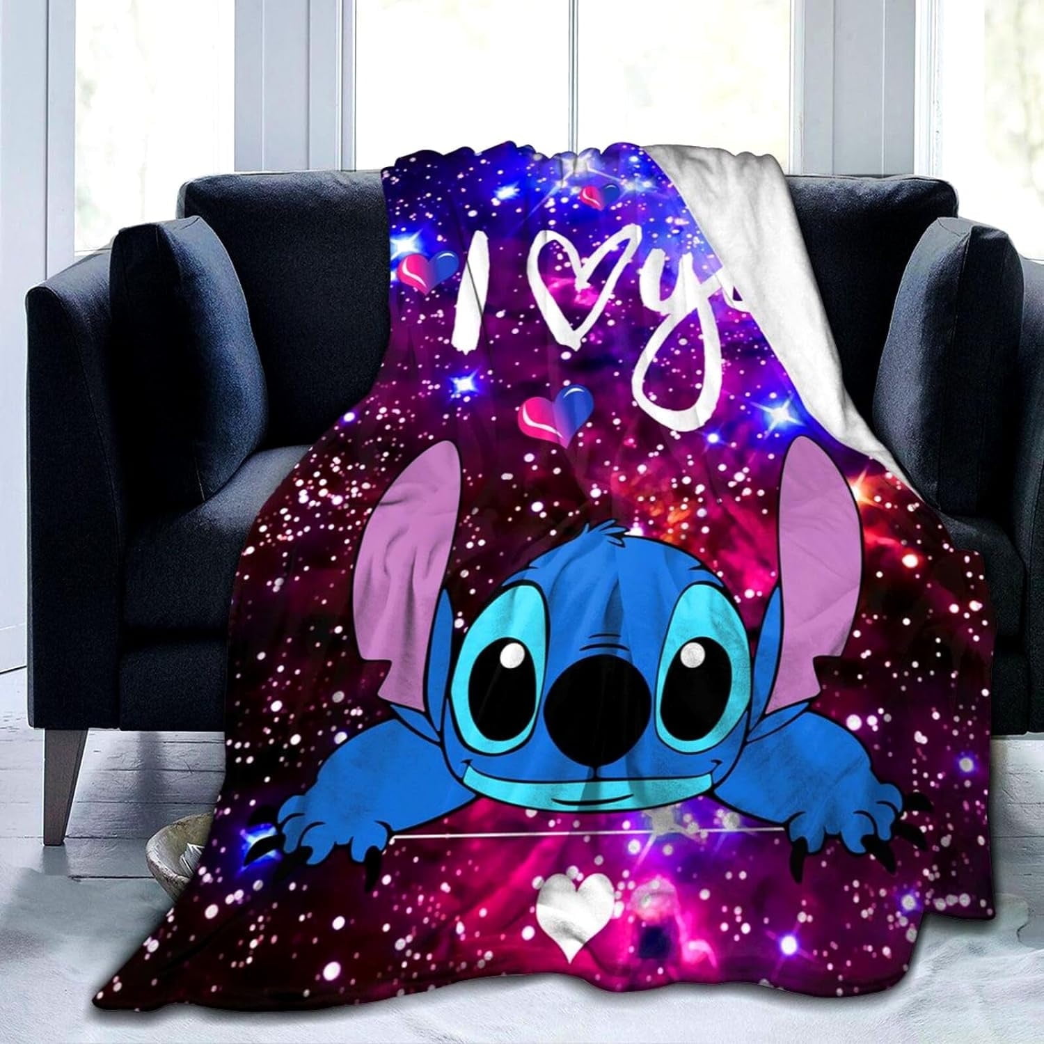 Stitch Plush Flannel Blanket, Comfortable Nap - Soft Cartoon Anime ...
