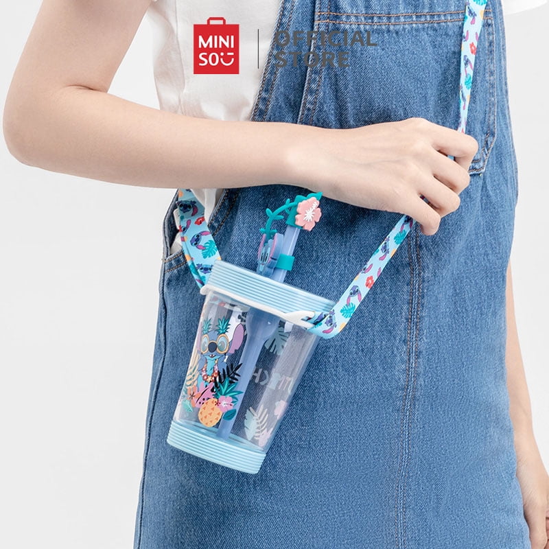 Stitch Print Cleanable Water Bottle with Silicone Straw, Spill-Proof ...