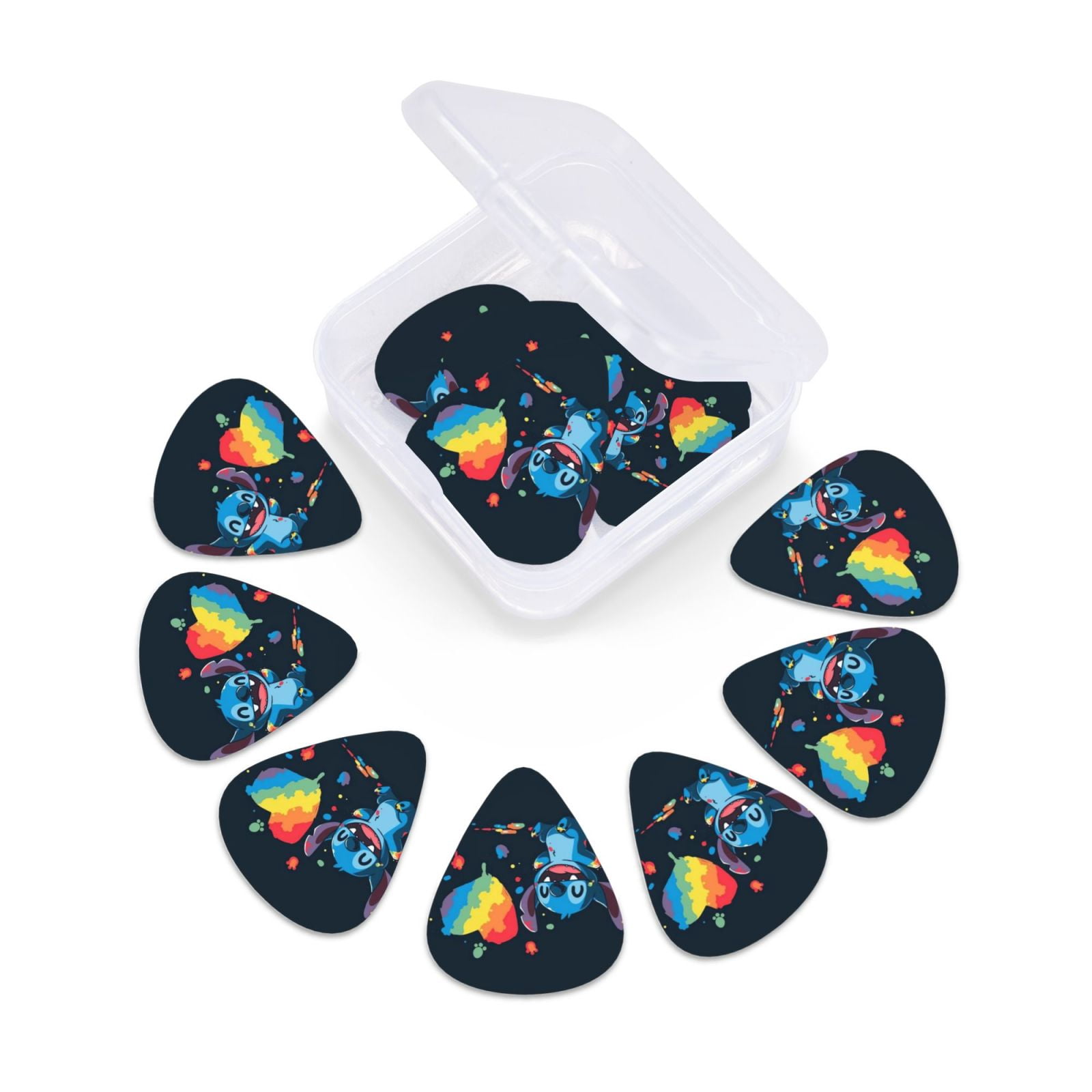 Stitch Rainbow Heart 12 Piece Guitar Picks Set With Holder For Acoustic ...