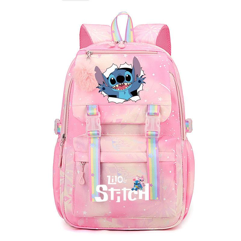 Stitch Rainbow Print Cartoon Backpack – Spacious Travel & Outdoor ...