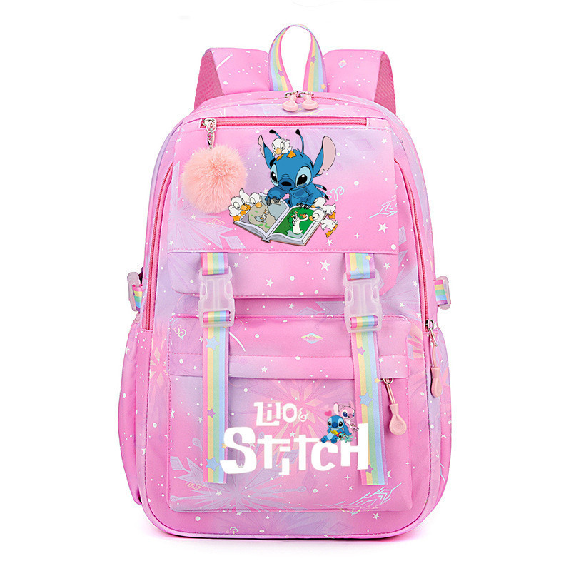 Stitch Rainbow Print Cartoon Backpack – Spacious Travel & Outdoor ...
