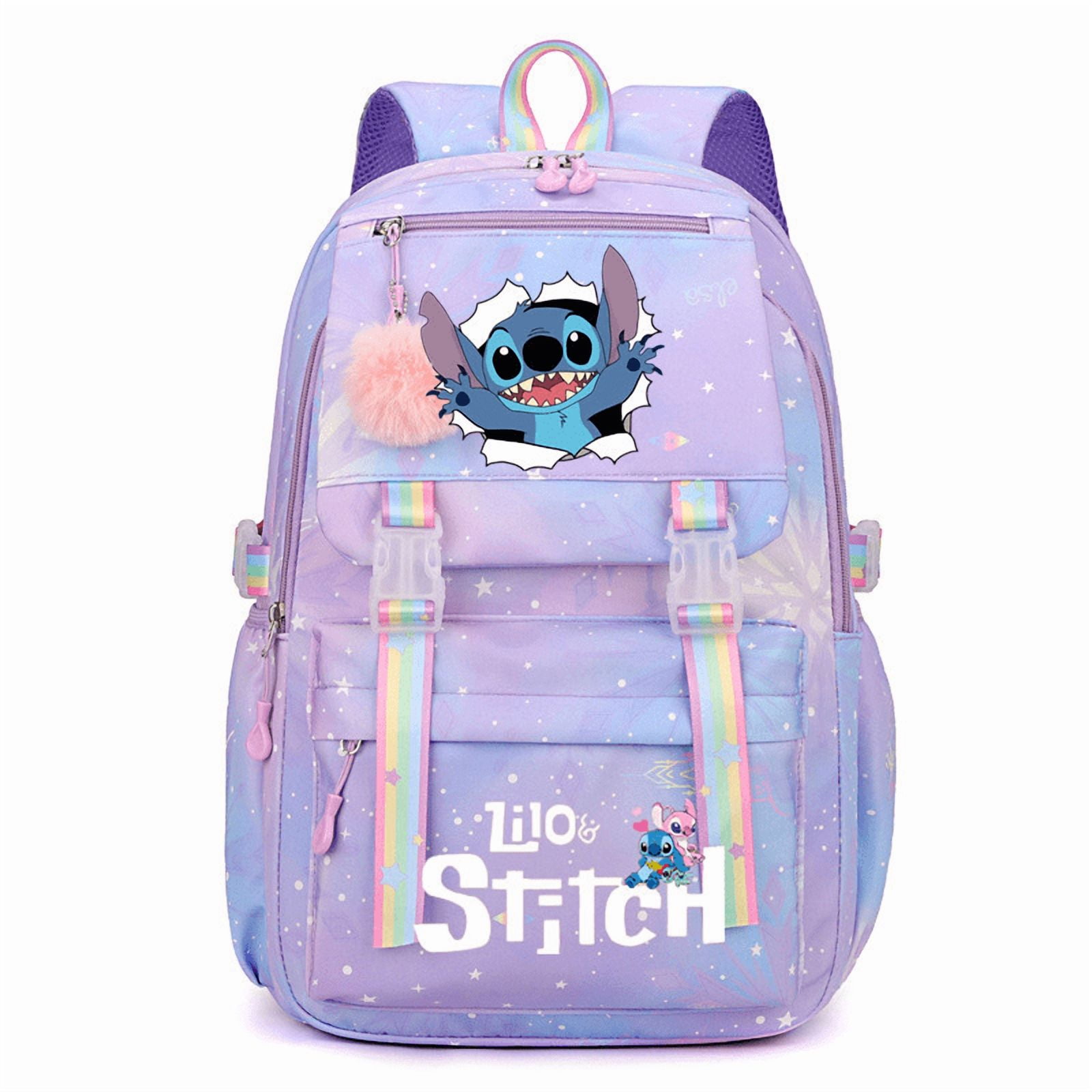 Stitch Rainbow Print Cartoon Backpack – Spacious Travel & Outdoor ...