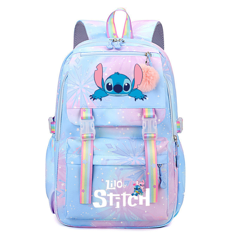 Stitch Rainbow Print Cartoon Backpack – Spacious Travel & Outdoor ...