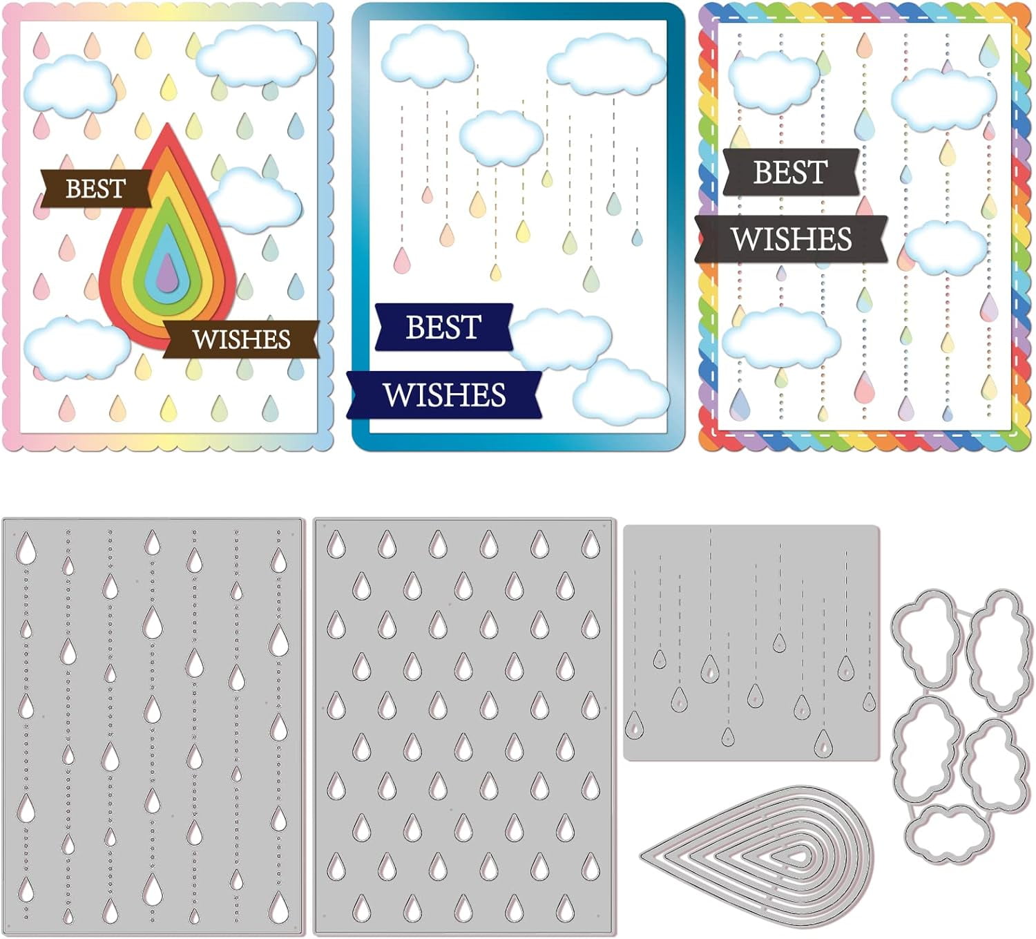 Stitch Raindrop Cloud Background Cutting Dies Teardrop Die Rainy ...