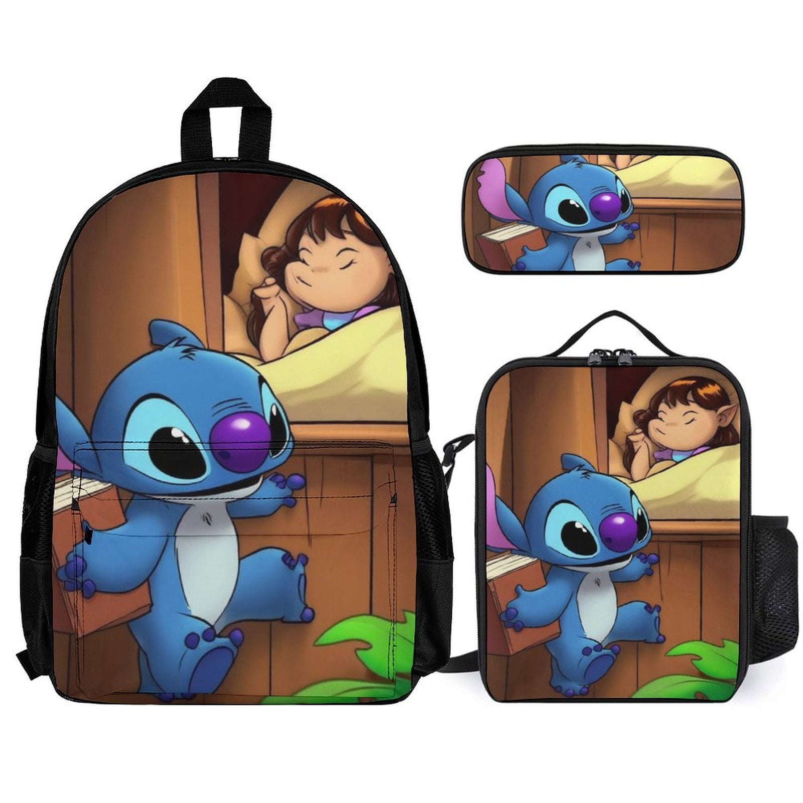 Stitch Reading Book Backpack 3pcs/set Backpack For Camping With Lunch ...