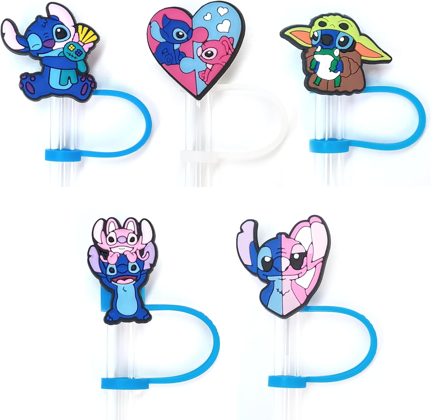 Stitch Reusable Silicone Straw Covers, Party Cup Accessories for 6-8mm ...