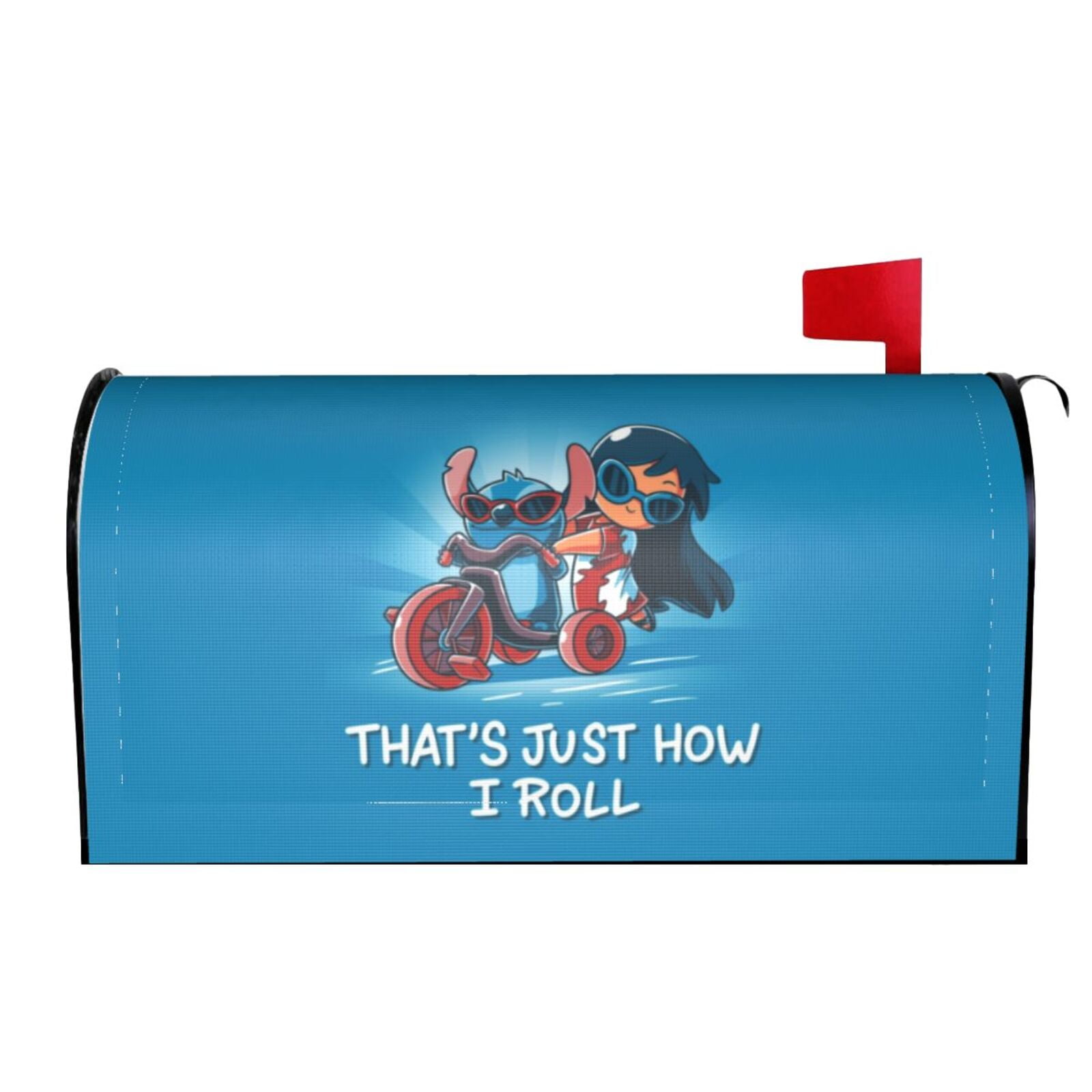 Stitch Riding A Motorcycle Cartoon Character Mailbox Cover Magnetic ...