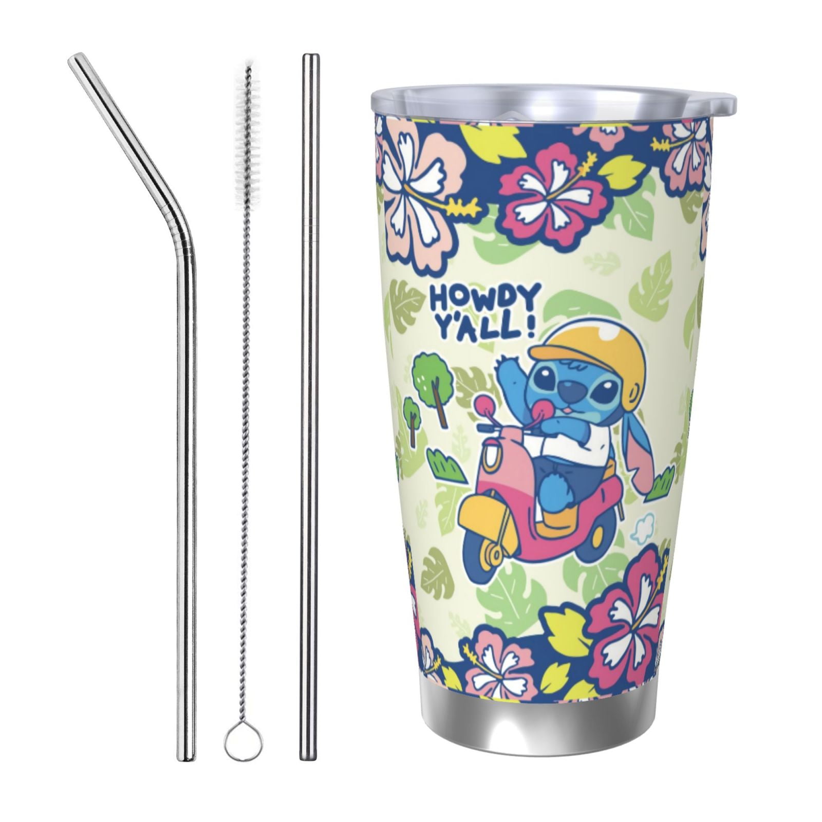 Stitch Riding A Motorcycle Water Bottle,Coffee Cups,Insulated Stainless ...