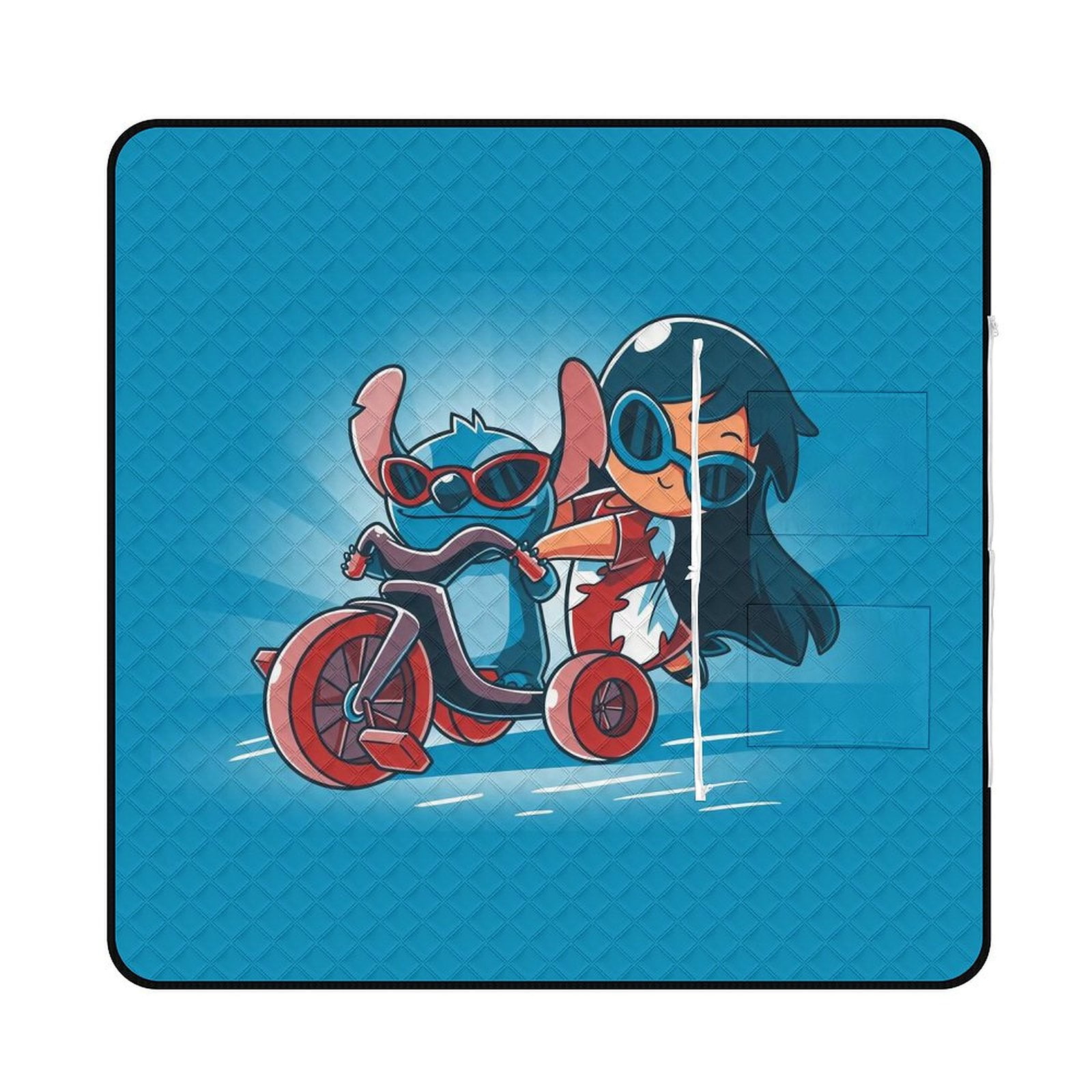 Stitch Riding A Motorcycle Extra Large Picnic Outdoor Blanket,59 x 59 ...