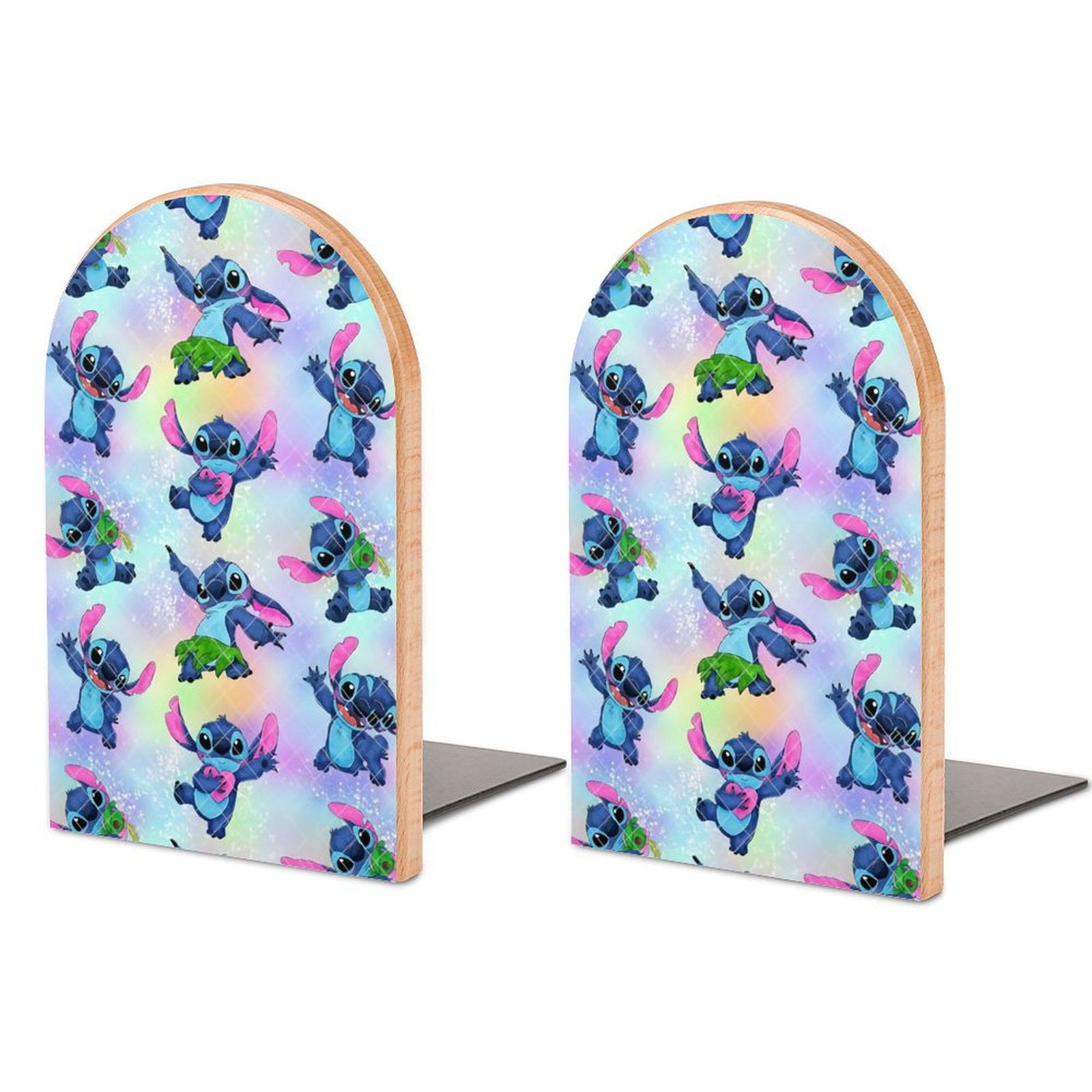 Stitch Seamless Pattern Book Ends,Wood Bookend,Bookend for Shelves,Home ...