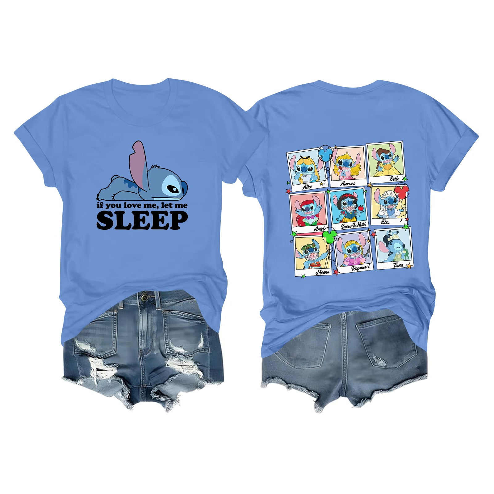 Stitch Shirt Short Sleeve Round Neck Basic Tee Party Funny Tops ...