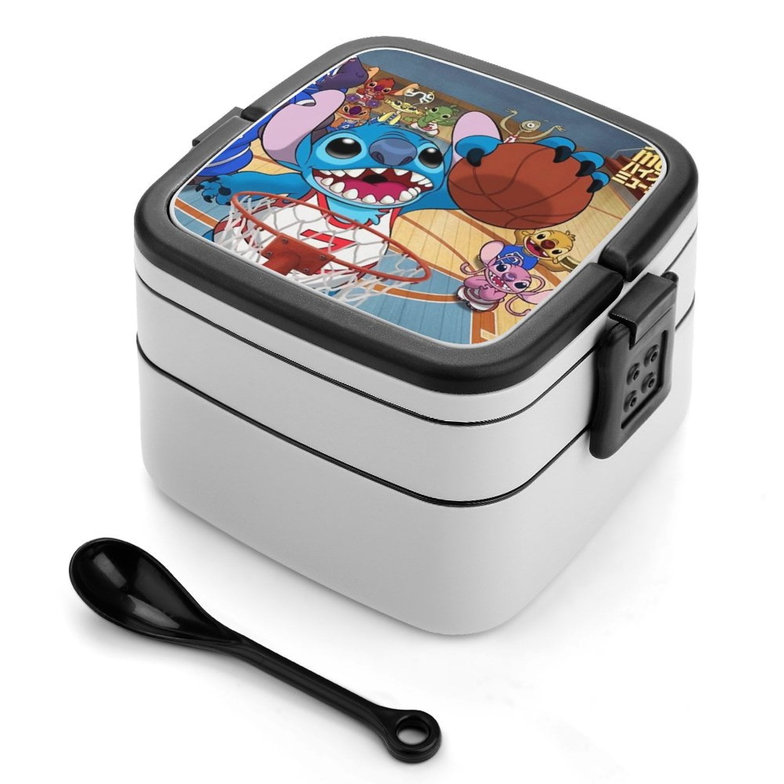 Stitch Shooting Basketball Reusable Bento Boxes Lunch Box Double Layer ...