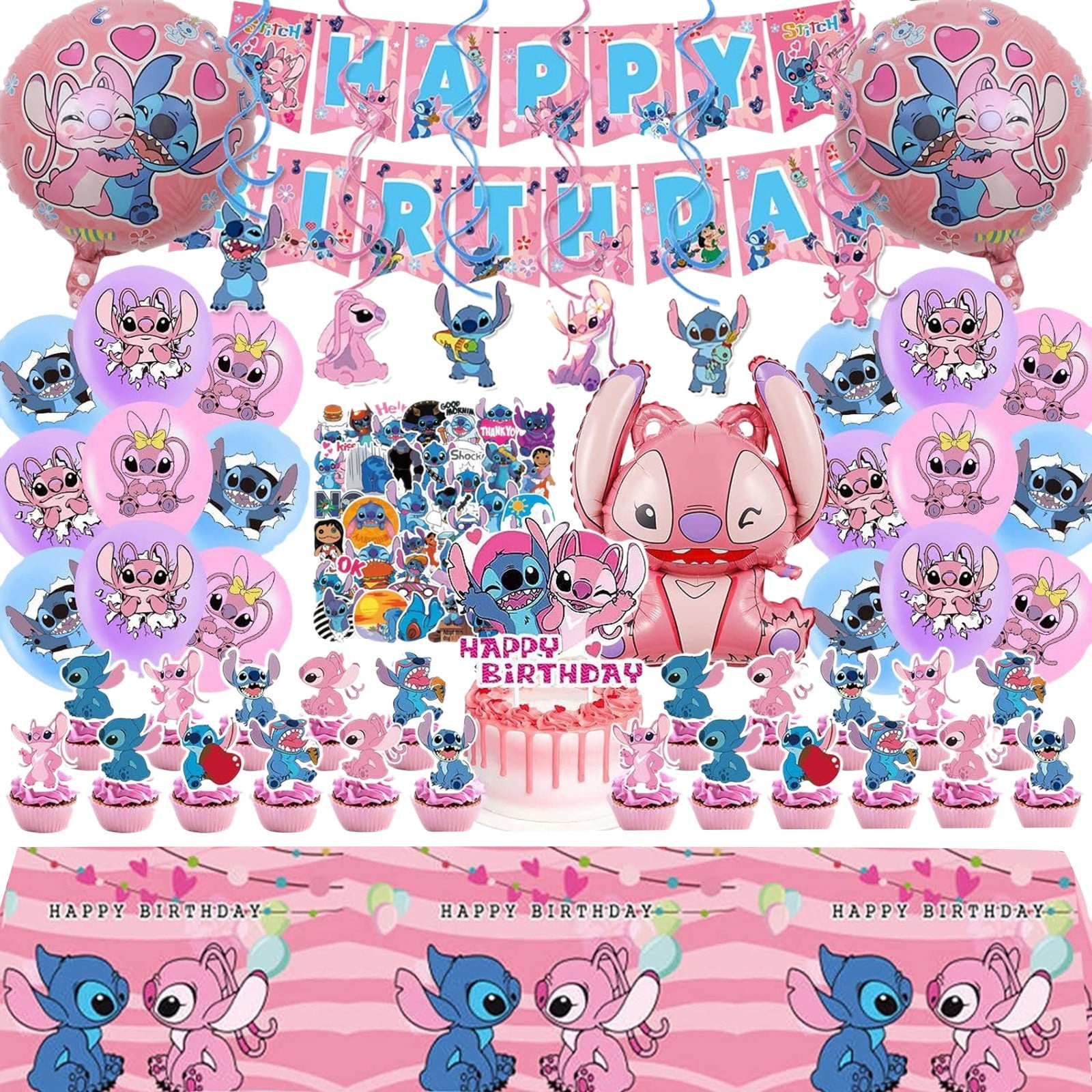 Stitch Stitch Birthday Party Supplies Set Decorations Kit with Balloons, Banners, Cake Toppers ...