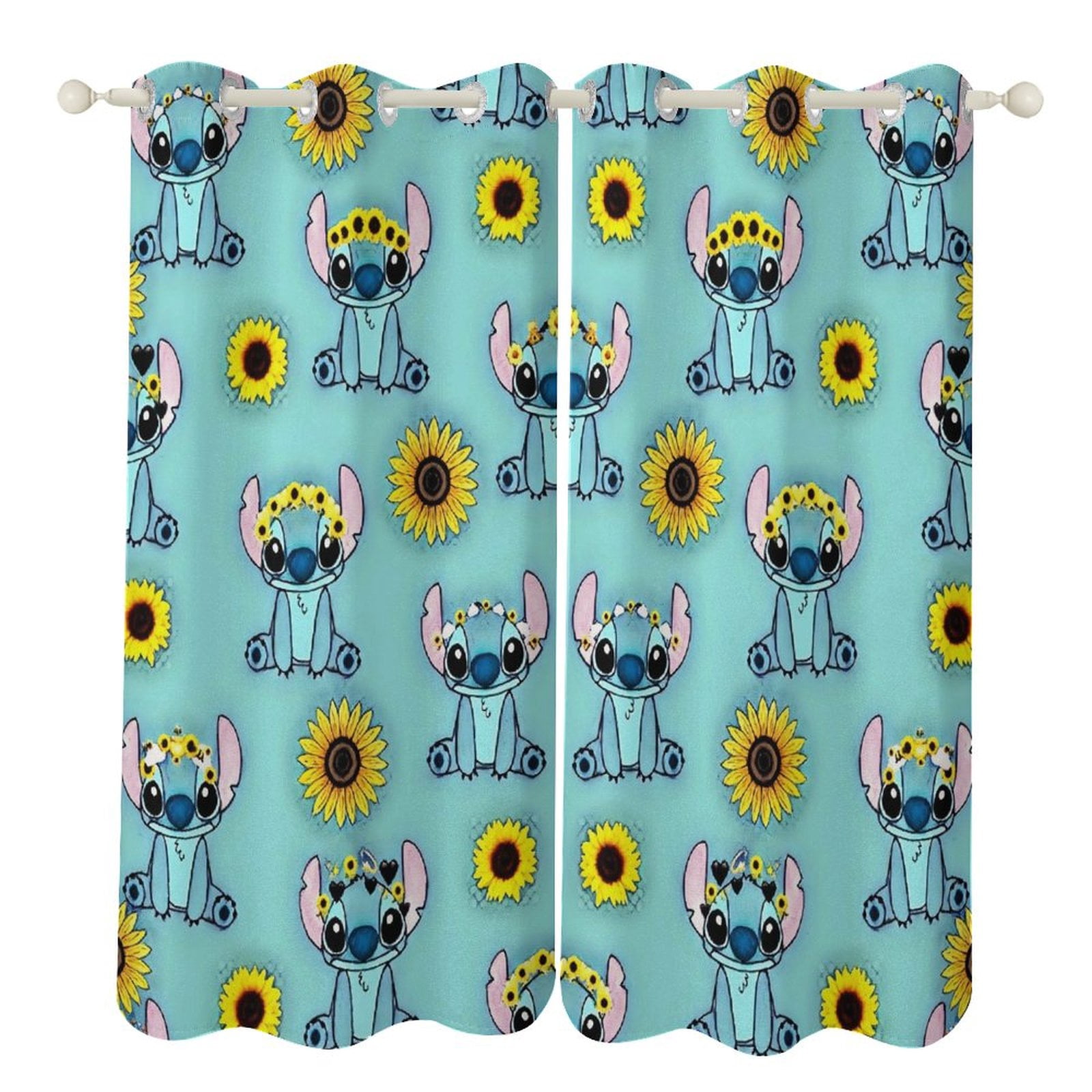 Stitch Sunflower Curtains 84 Inch,Blackout Curtains,Cartoon Curtains ...