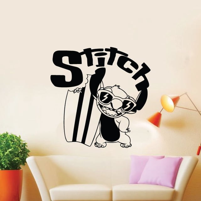 Stitch Surfboard Surf Lilo and Stitch Disney Cartoon Wall Sticker Art ...