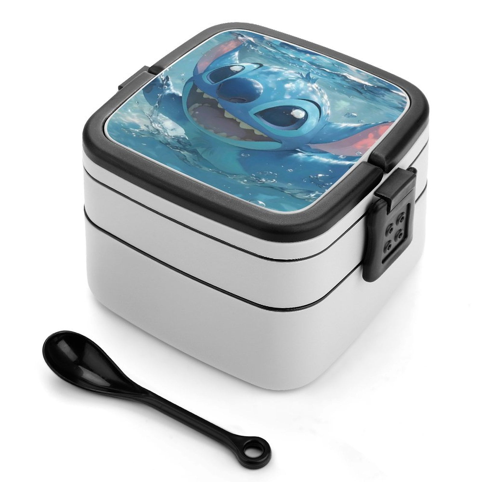 Stitch Swimming Reusable Bento Boxes Lunch Box Double Layer Stackable ...