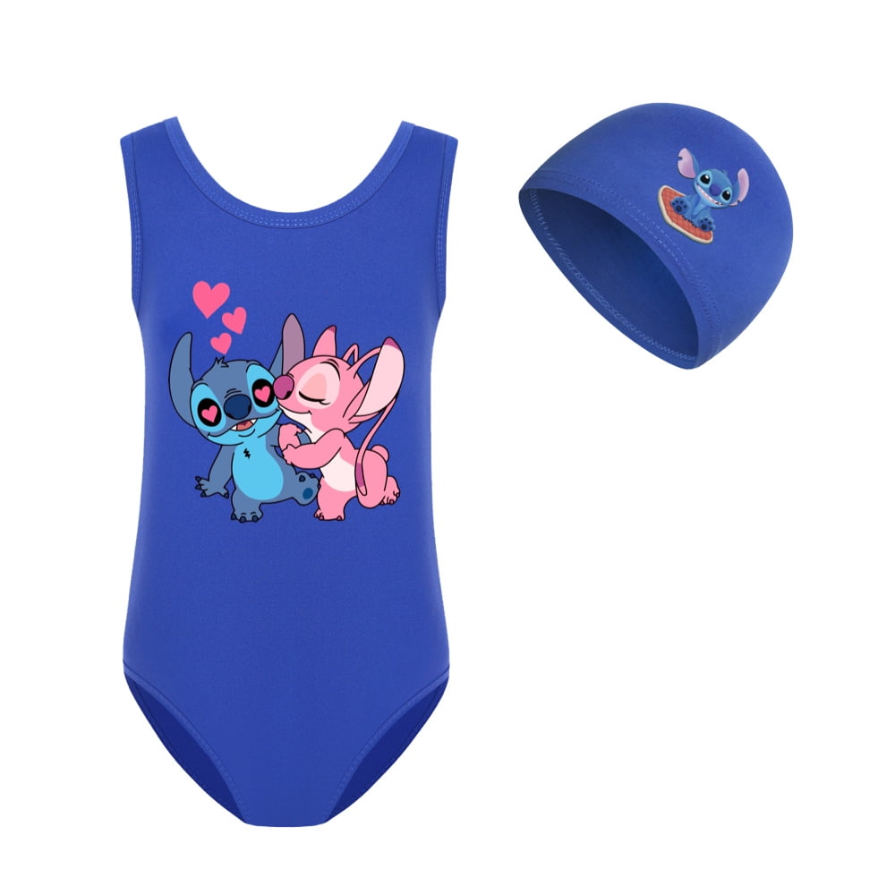 Stitch Swimsuit Set for Girls,Cartoon One-Piece Bathing Suit with Swim ...