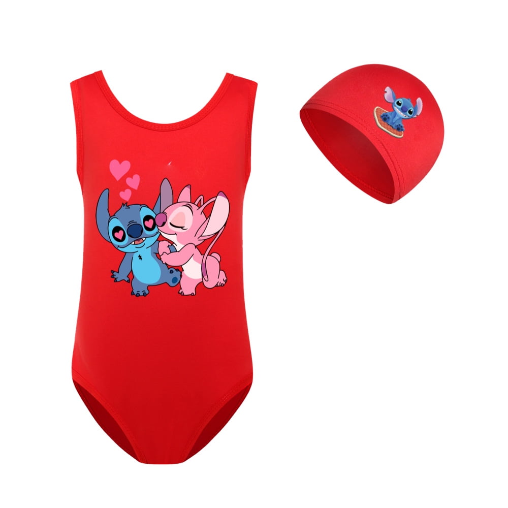 Stitch Swimsuit Set for Girls,Cartoon One-Piece Bathing Suit with Swim ...