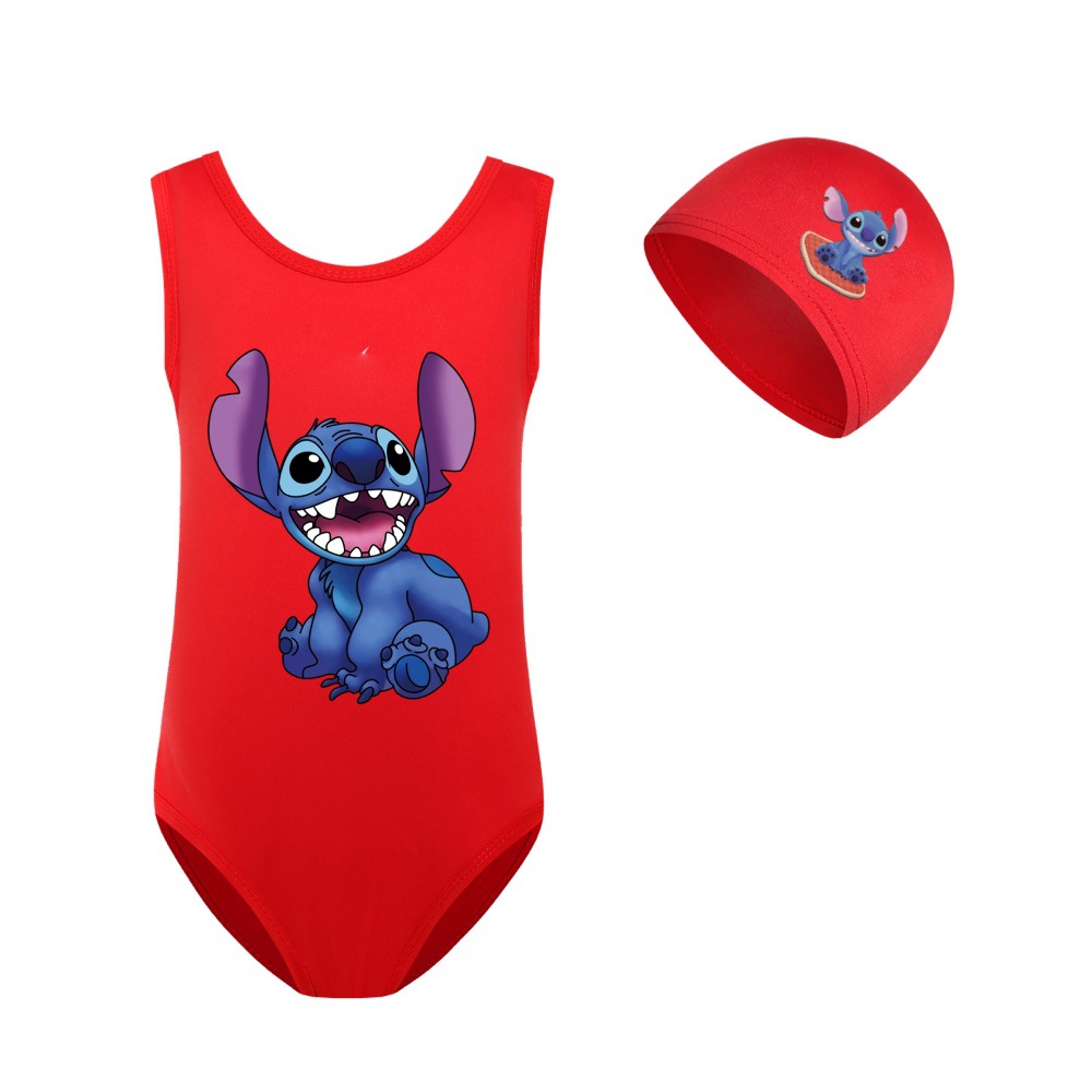 Stitch Swimsuit Set for Girls,Cartoon One-Piece Bathing Suit with Swim ...