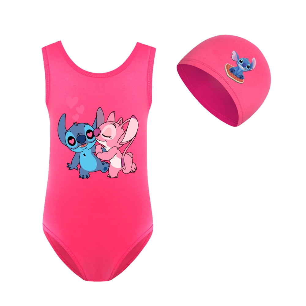 Stitch Swimsuit Set for Girls,Cartoon One-Piece Bathing Suit with Swim ...
