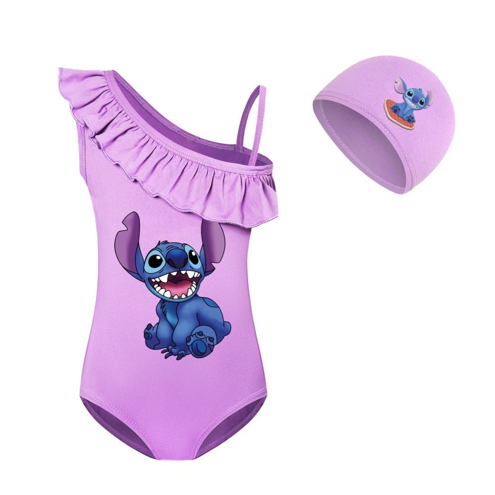 Stitch Swimsuit Set for Girls,Cartoon One-Piece Bathing Suit with Swim ...