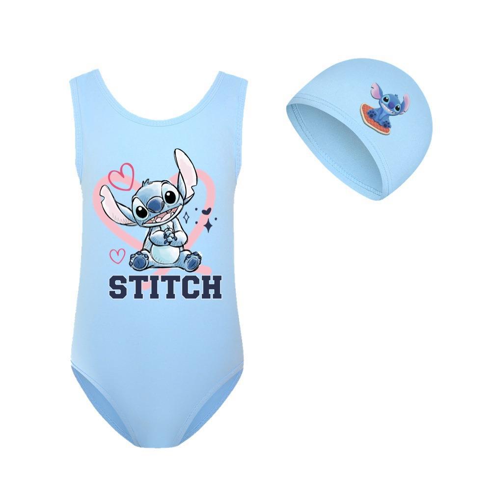 Stitch Swimsuit Set for Girls,Cartoon One-Piece Bathing Suit with Swim ...