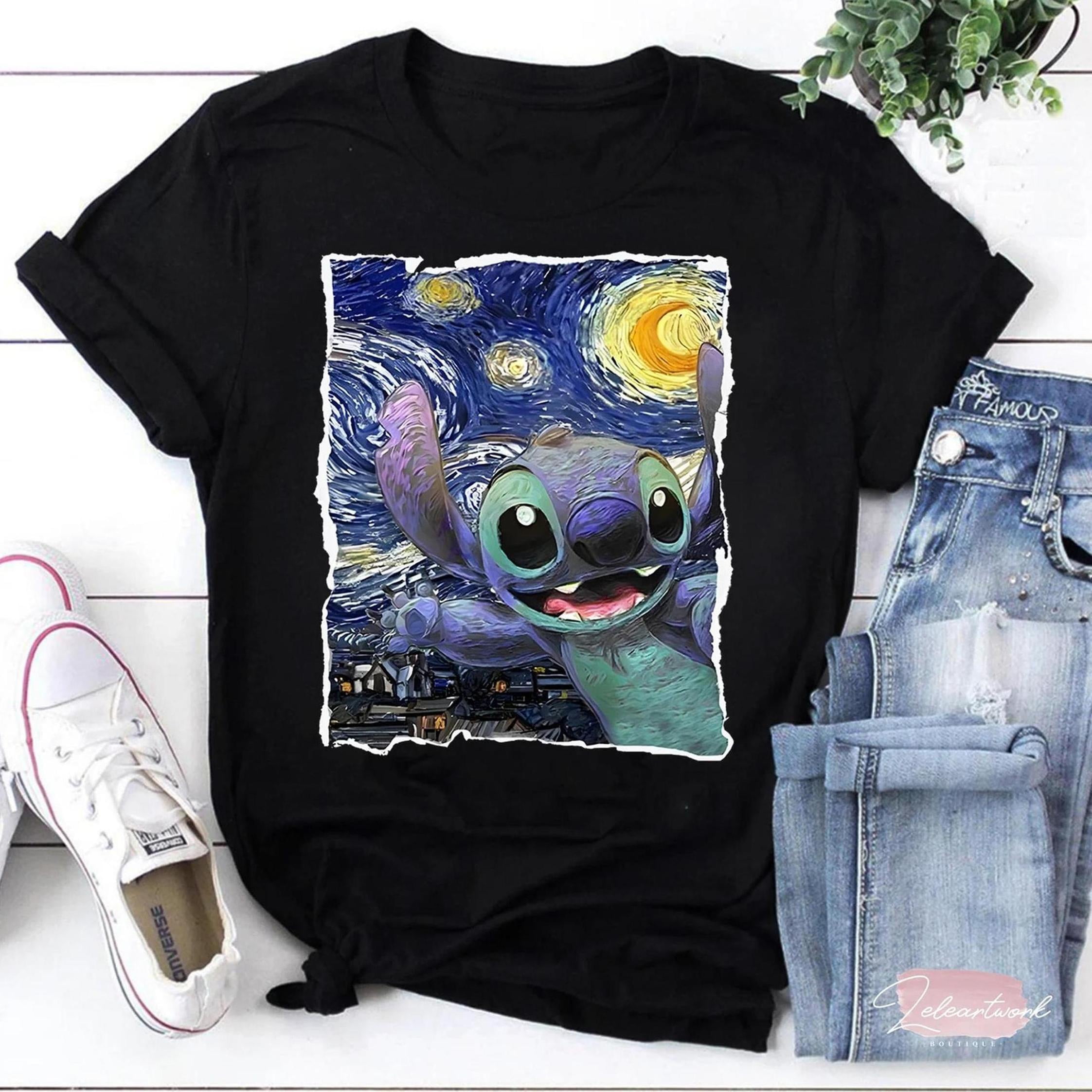 Stitch The Starry Night T-Shirt, Stitch Shirt, Van Gogh Shirt, The ...