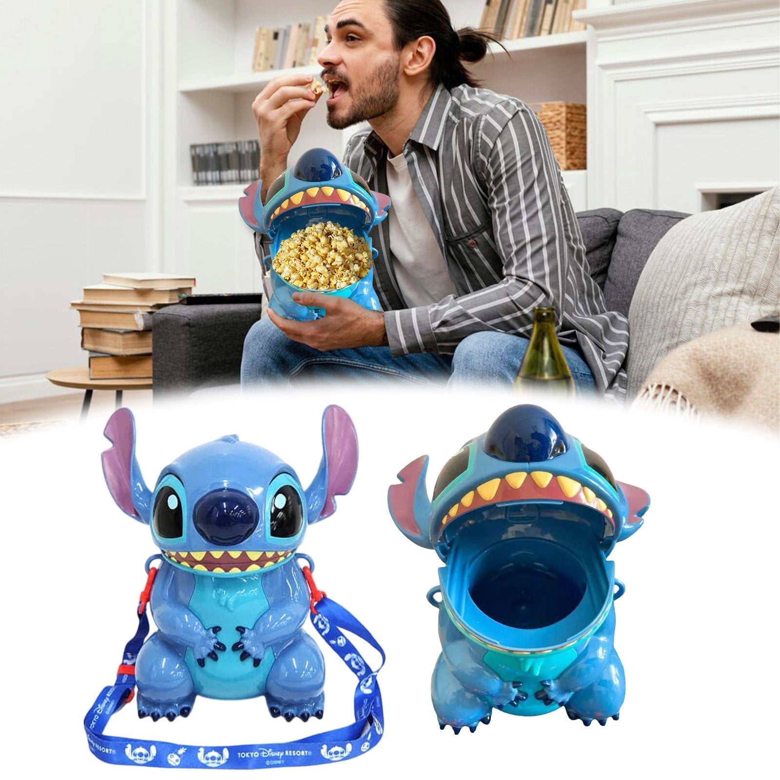 Stitch-Themed Popcorn Bucket: Reusable Snack Holder for Family Movie ...